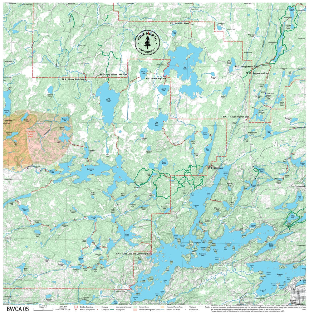 BWCA 05 – Boundary Waters Canoe Area Cloth Map – True North Map Co