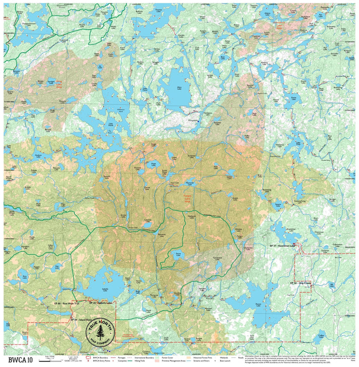 BWCA 10 – Boundary Waters Canoe Area Cloth Map – True North Map Co