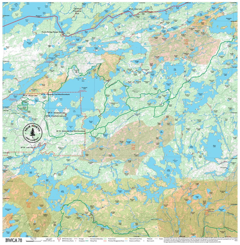 BWCA 78 – Boundary Waters Canoe Area Cloth Map – True North Map Co